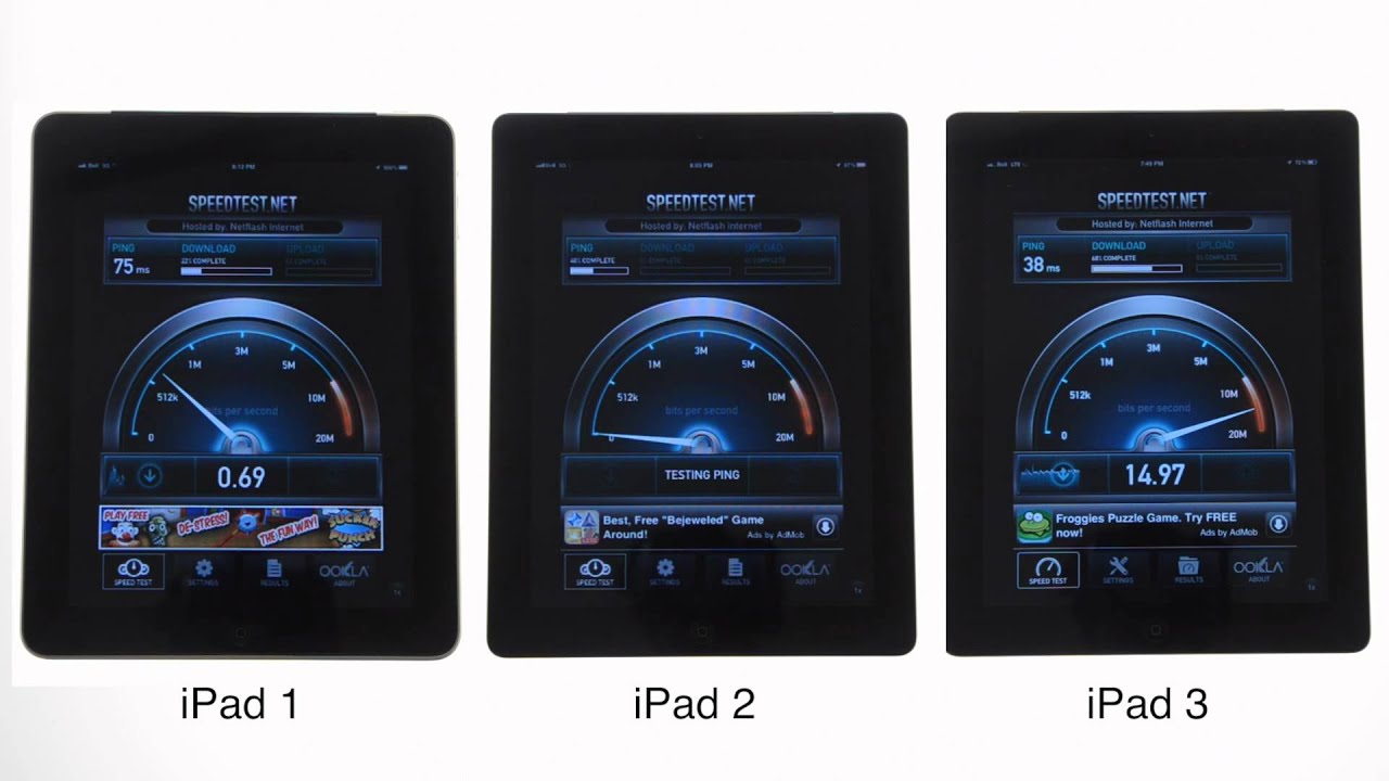 Ipad 1 Vs Ipad 2 Vs Ipad 3 Network Speed Test Youtube