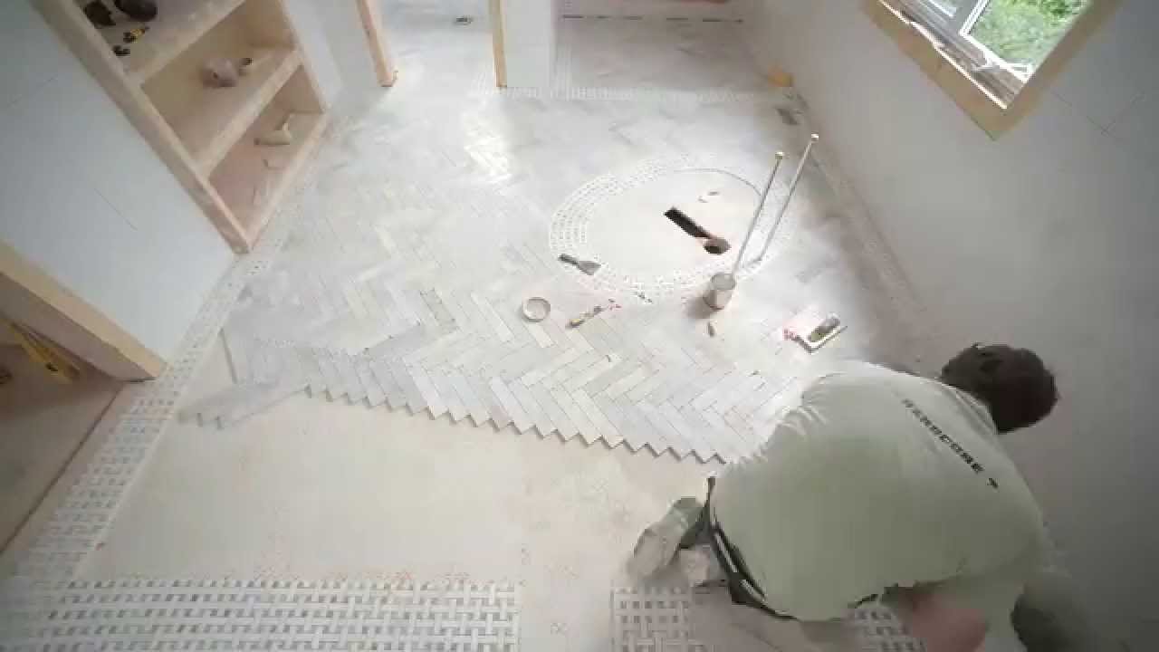 Installing Herring Bone Tile Episode 175 Hardcore Renos Youtube