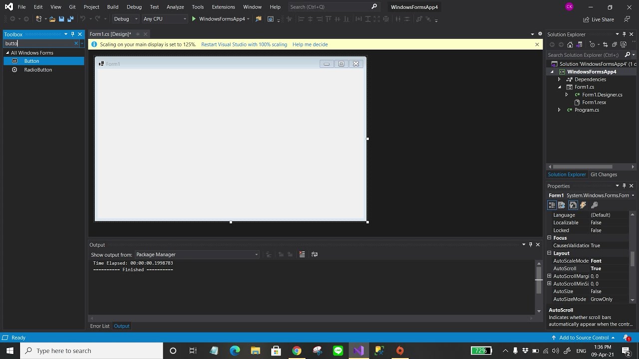 How To Set Scrollbar In Winforms C Visual Studio 2019 Youtube