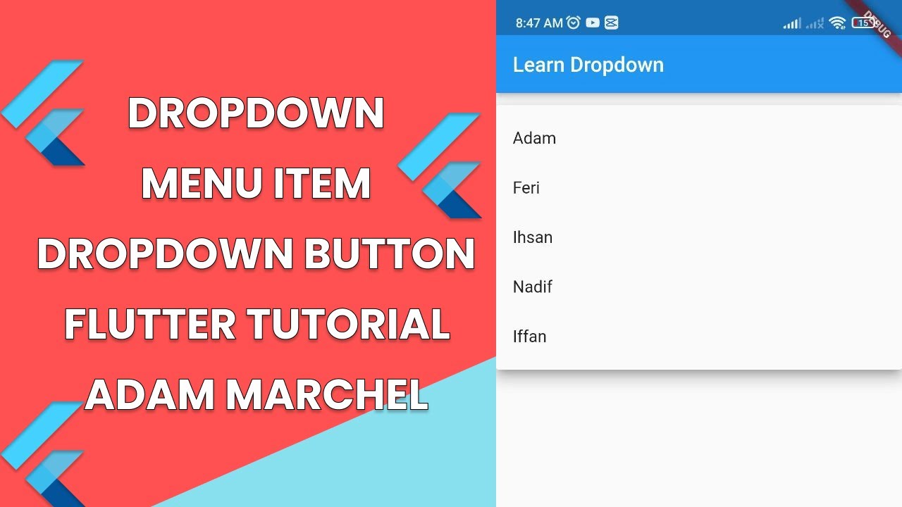 Flutter Tutorial Dropdown Button Menu Item List Youtube