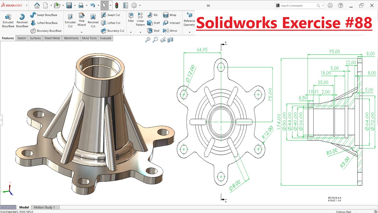 Solidworks Tutorial Solidworks Exercise 88 Youtube