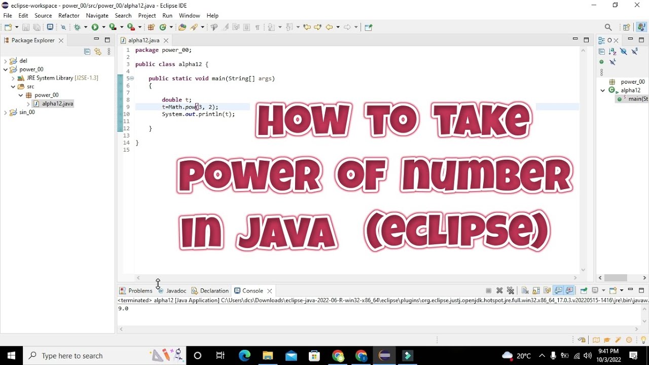 How To Take Power Of A Number In Java In Eclipse How To Take Power Of