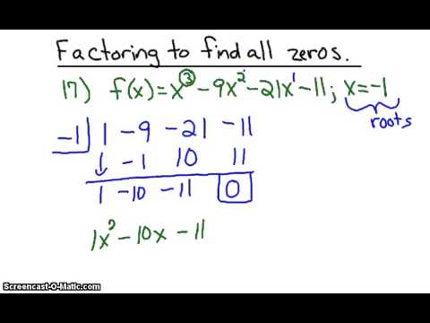 Synthetic Division Finding Zeros