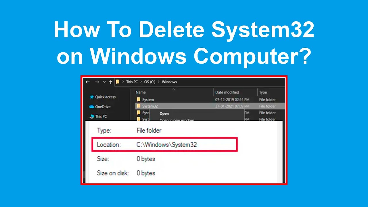 How To Delete System32 On Windows Computer Youtube