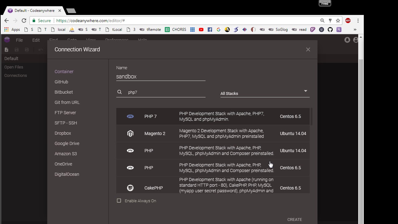 Codeanywhere Tutorials Create Container Youtube