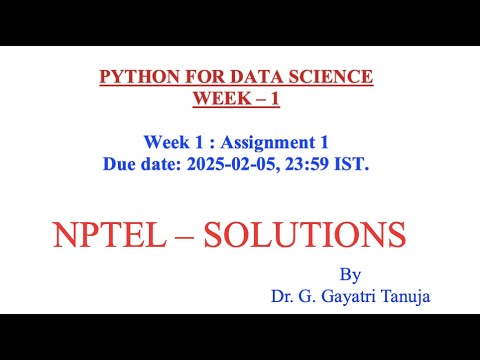 Python For Data Science Nptel Week1 Assignment 1 Answers With
