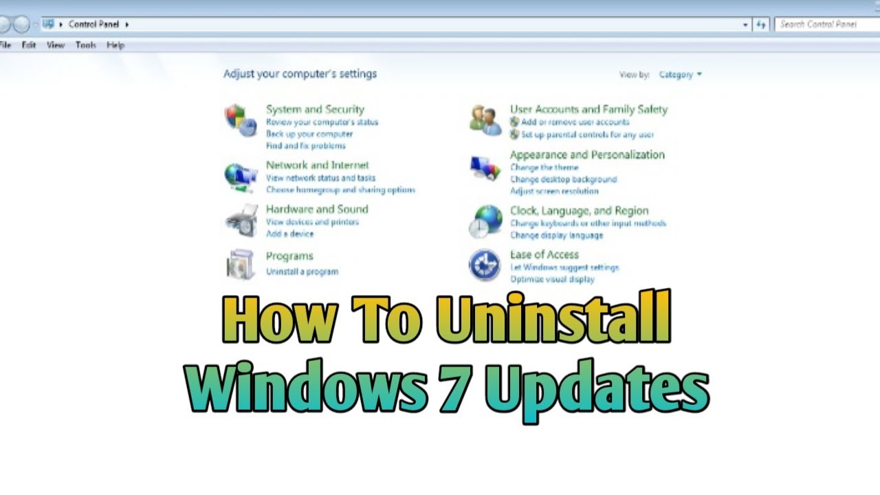 How To Uninstall Windows 7 Updates Windows 7 Updates Kaisey Uninstall