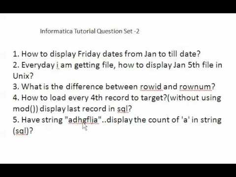 Informatica Interview Questions Set 2 Youtube