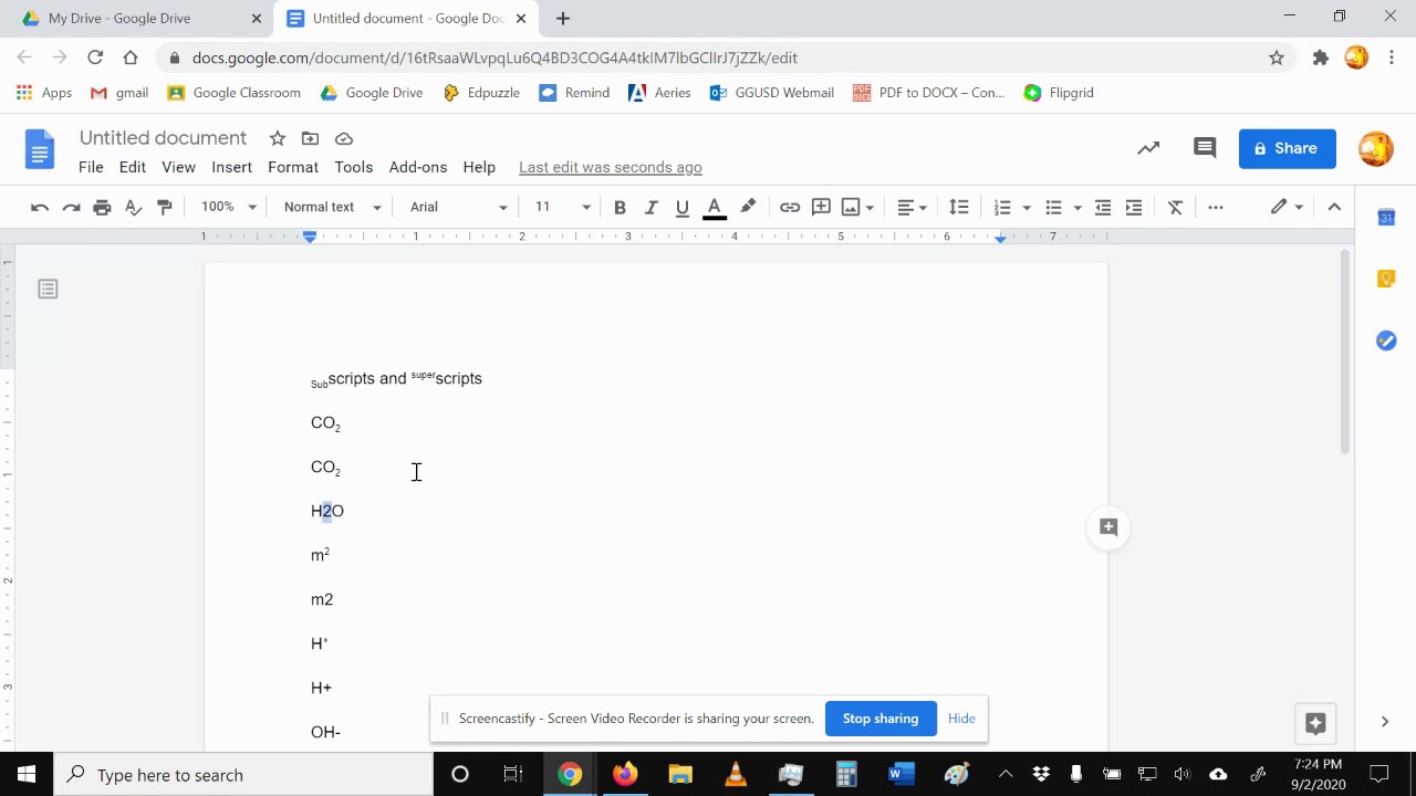 How To Type Correct Chemical Equations In Google Docs Using