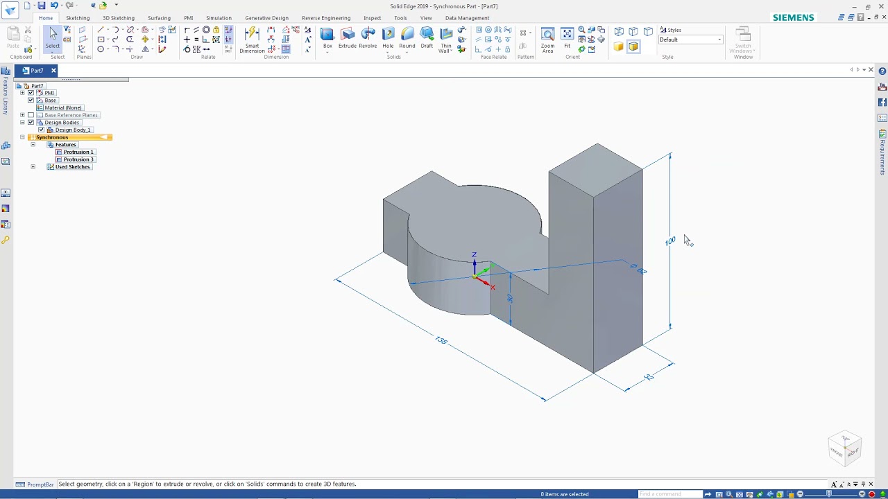 Solid Edge Tutorial How To Design A Part Using Synchronous Technology