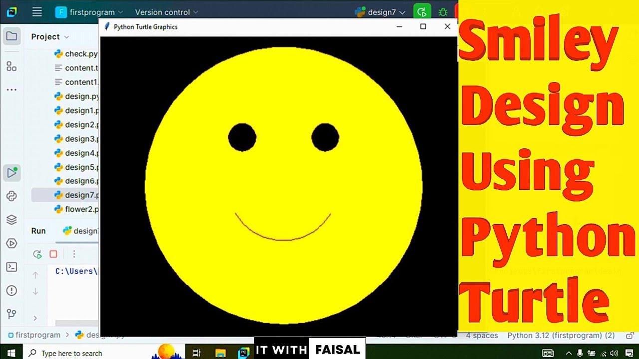 How To Make Smiley Design Using Python Turtle Graphics Easy Python