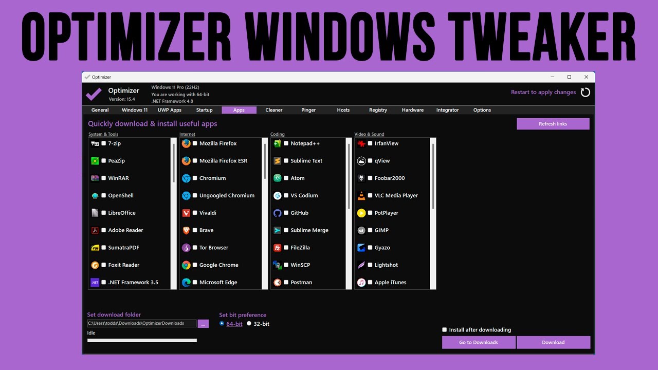 Optimizer Windows Tweaker And Customization App Youtube