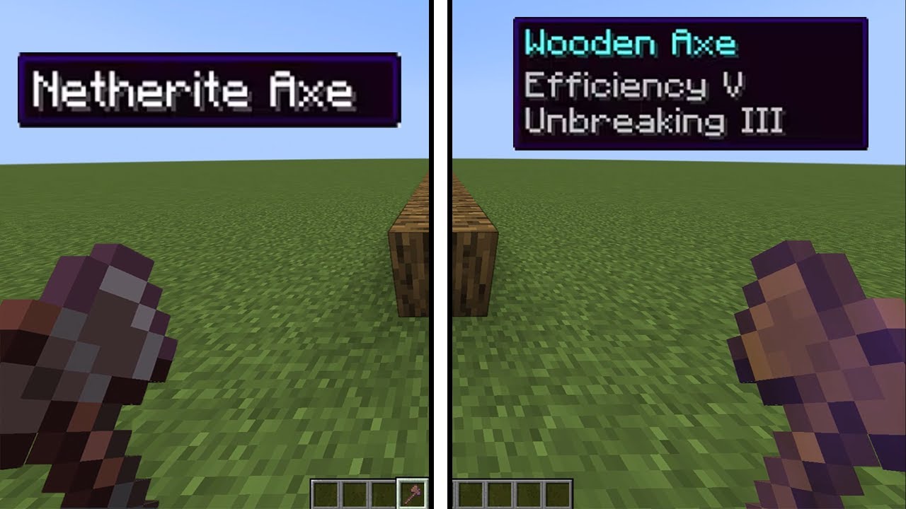 Efficiency V Wooden Axe Vs Netherite Axe Youtube
