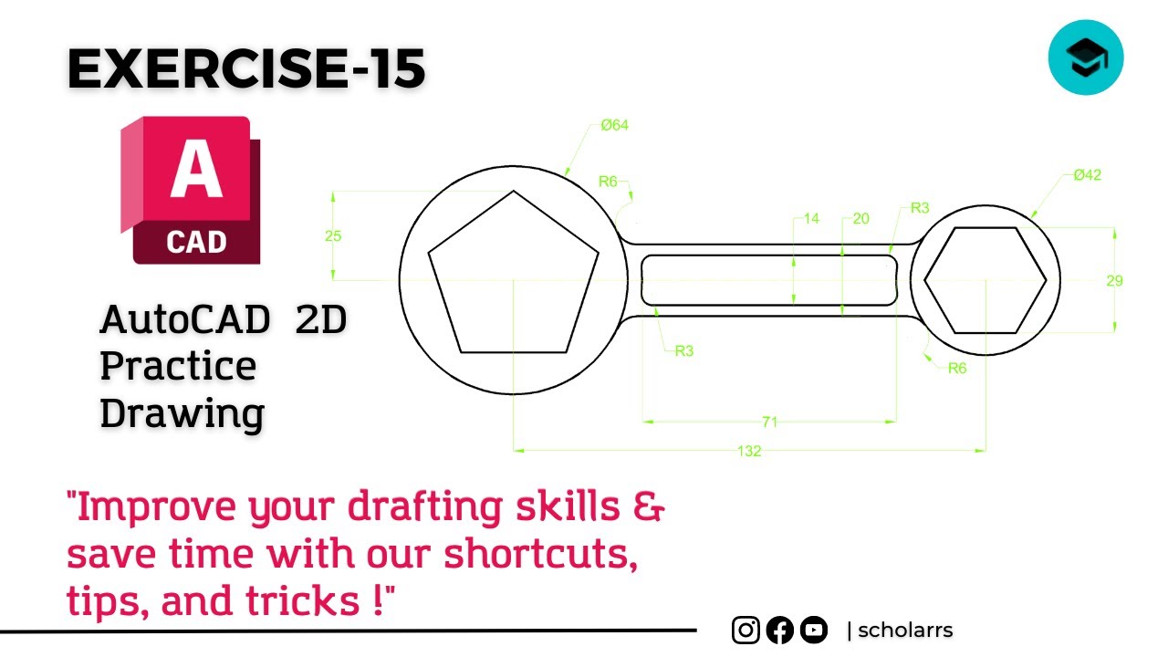 Autocad 2d Practice Drawing Autocad Drafting Autocad Tutorial