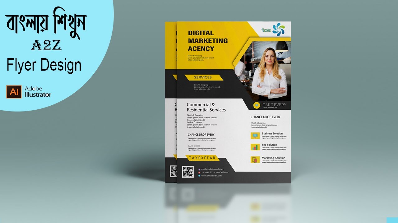 Corporate Flyer Design In Illustrator Bangla Tutorial Flyer Bhola