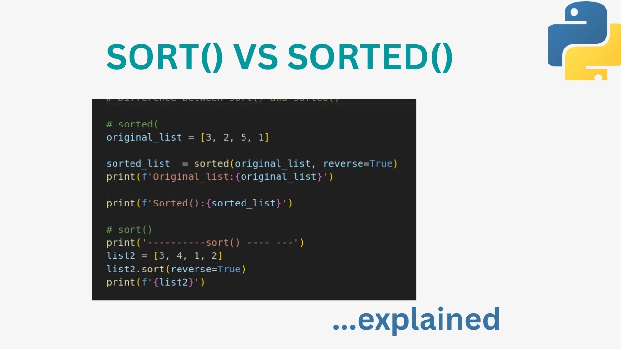 Difference Between Sort And Sorted Methods In Python Youtube