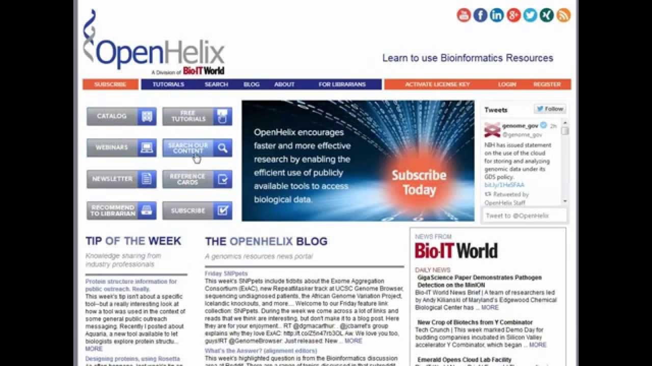 Openhelix For Bioinformatics Software Training Youtube
