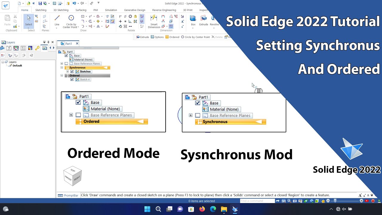 Solid Edge 2022 Tutorial Setting Synchronous And Ordered Youtube