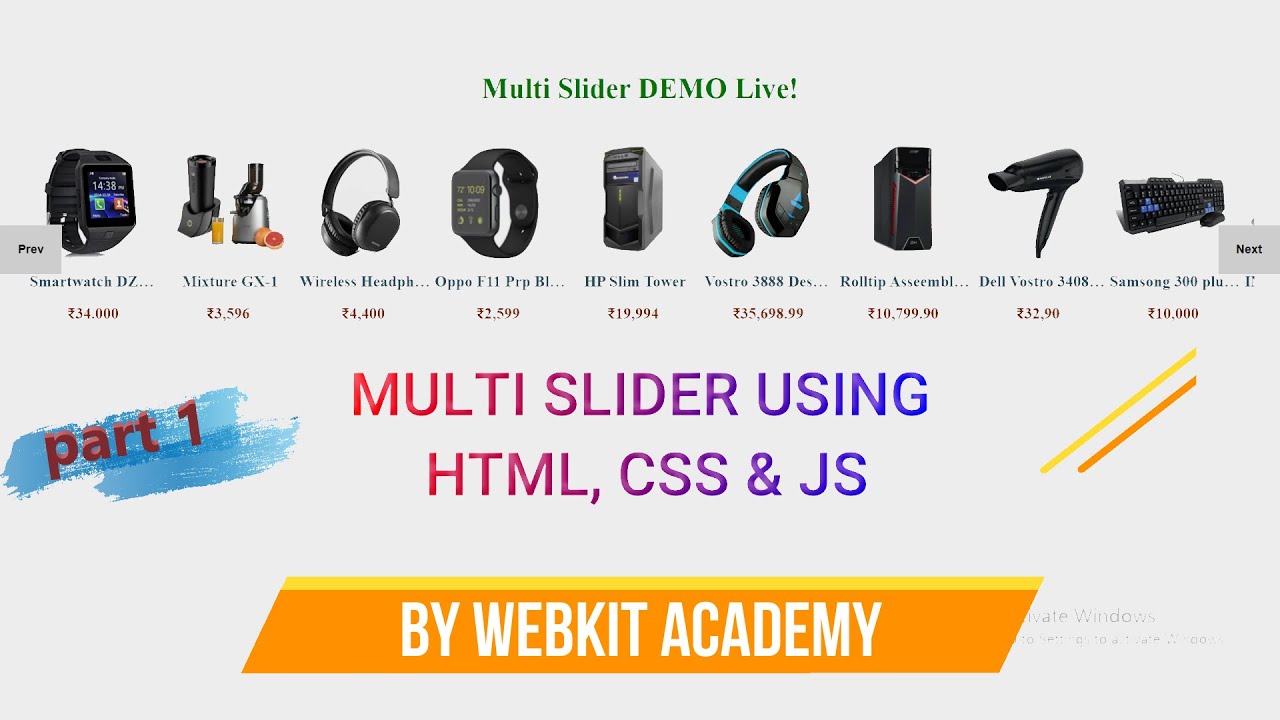 How To Make Responsive Multi Slider Ecommerce Slider In Html Css And