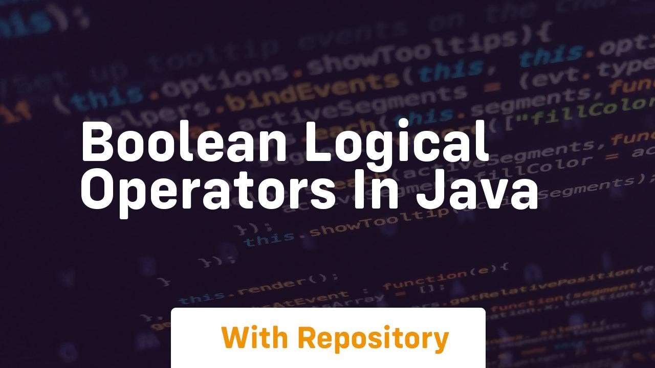 Boolean Logical Operators In Java Youtube