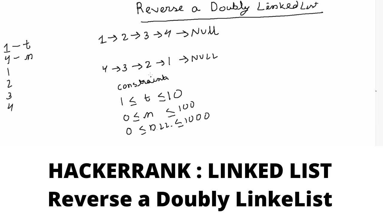 Reverse A Doubly Linked List Hackerrank Java Youtube