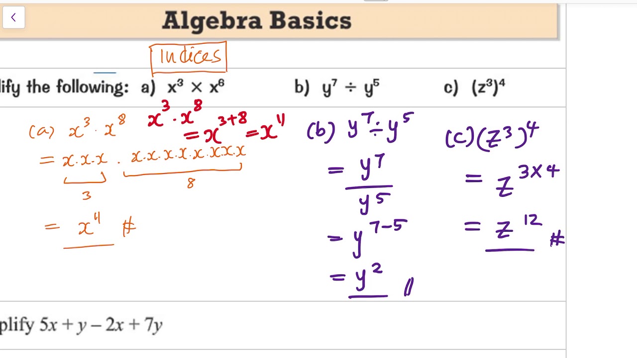 02 Algebra Basics Part 1 Youtube