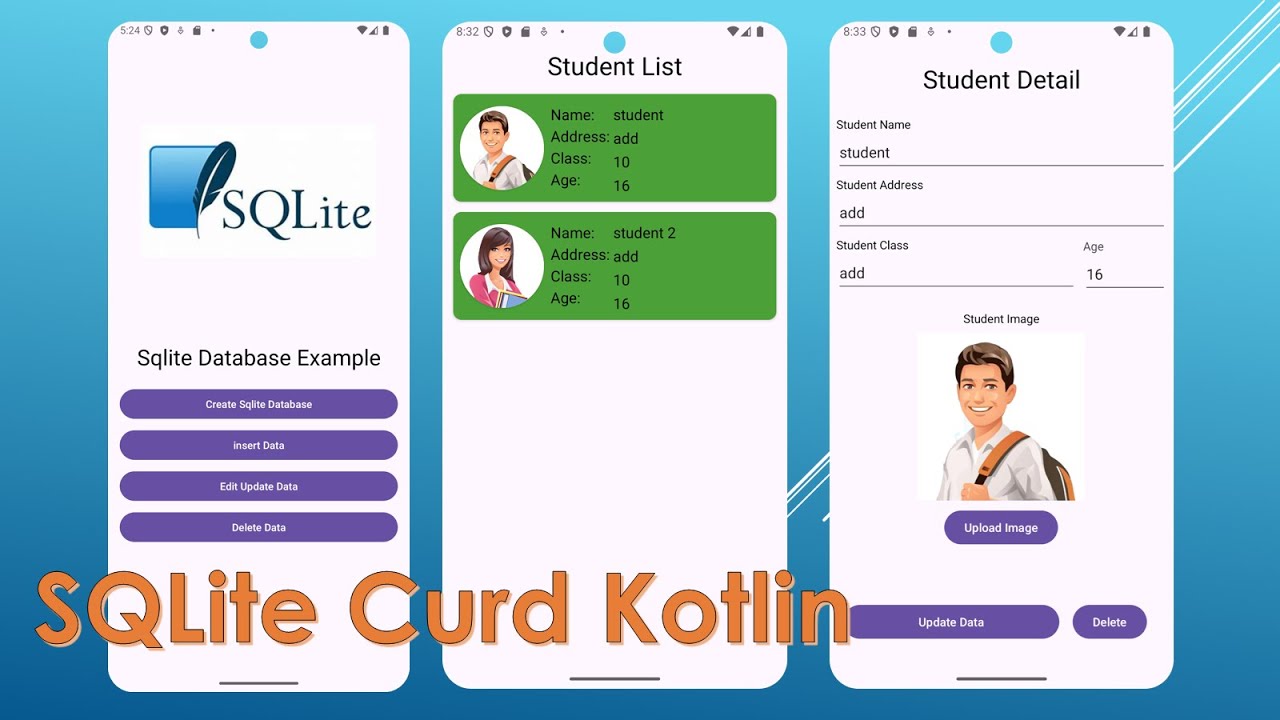 Sqlite Database Tutorial Android Studio Kotlin Crud Operations