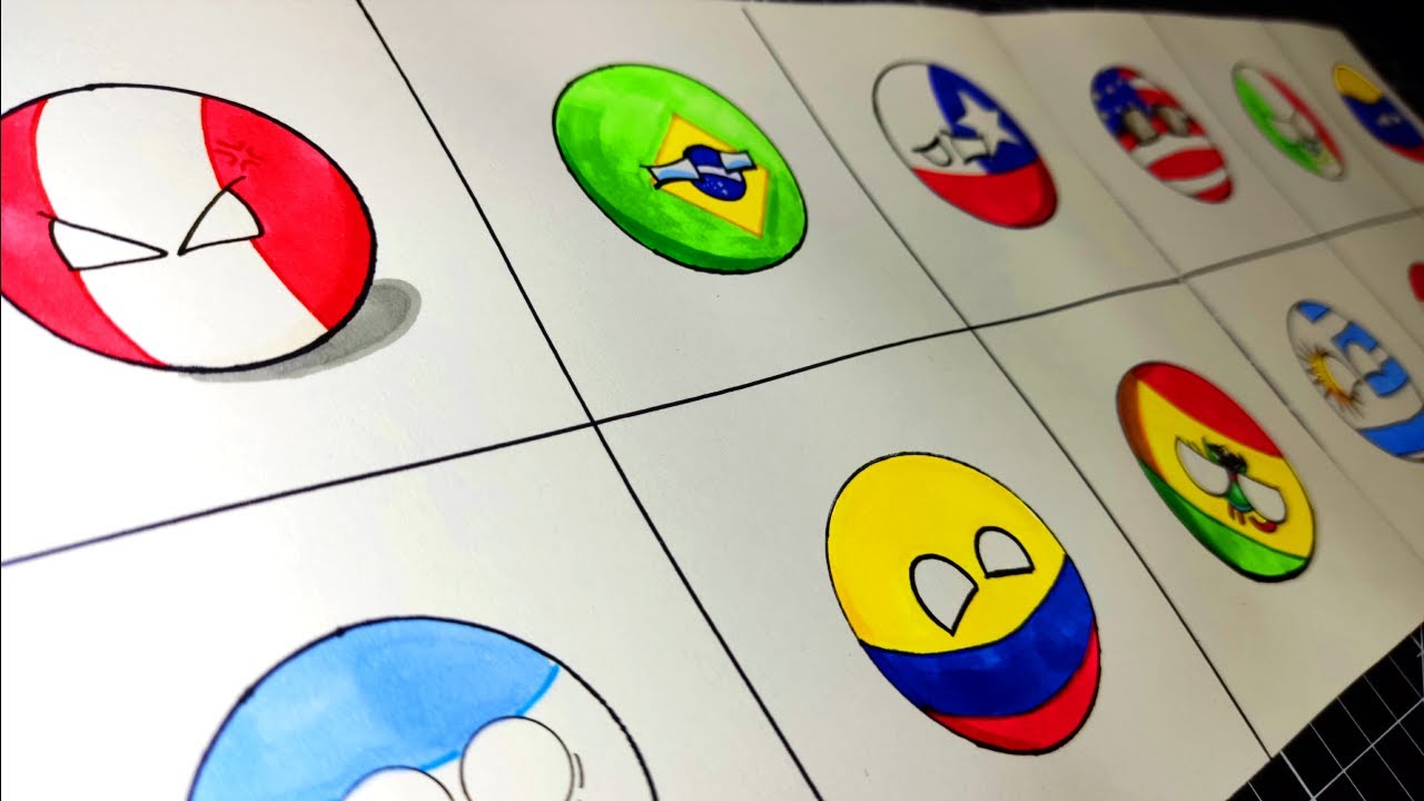 Dibujo A Todos Los Countryballs Latinos Y Estados Unidos 亞 Drawing