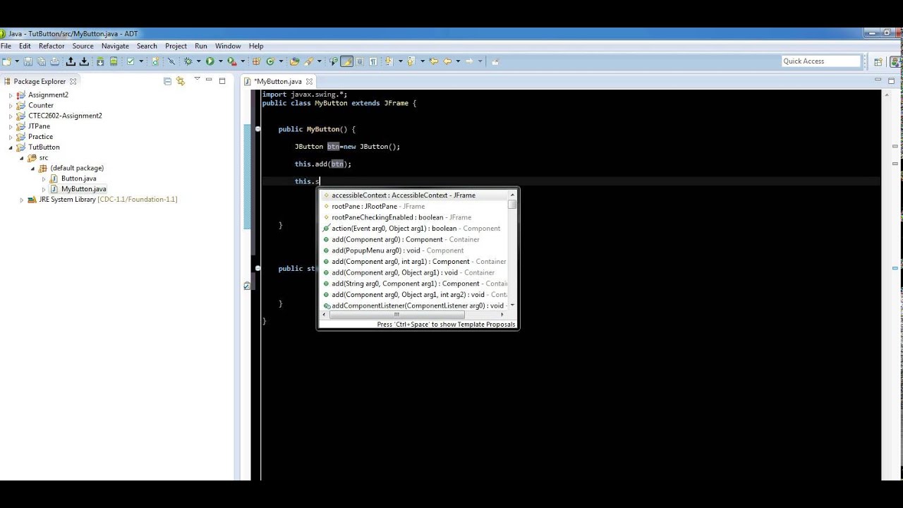 Java Tutorial 1 Jbutton Youtube