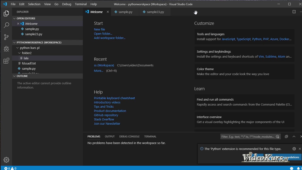 Setting Up Python Workspace In Visual Studio Code