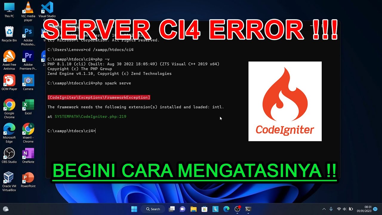 Cara Mengatasi Lokal Server Codeigniter 4 Yang Tidak Bisa Dijalankan