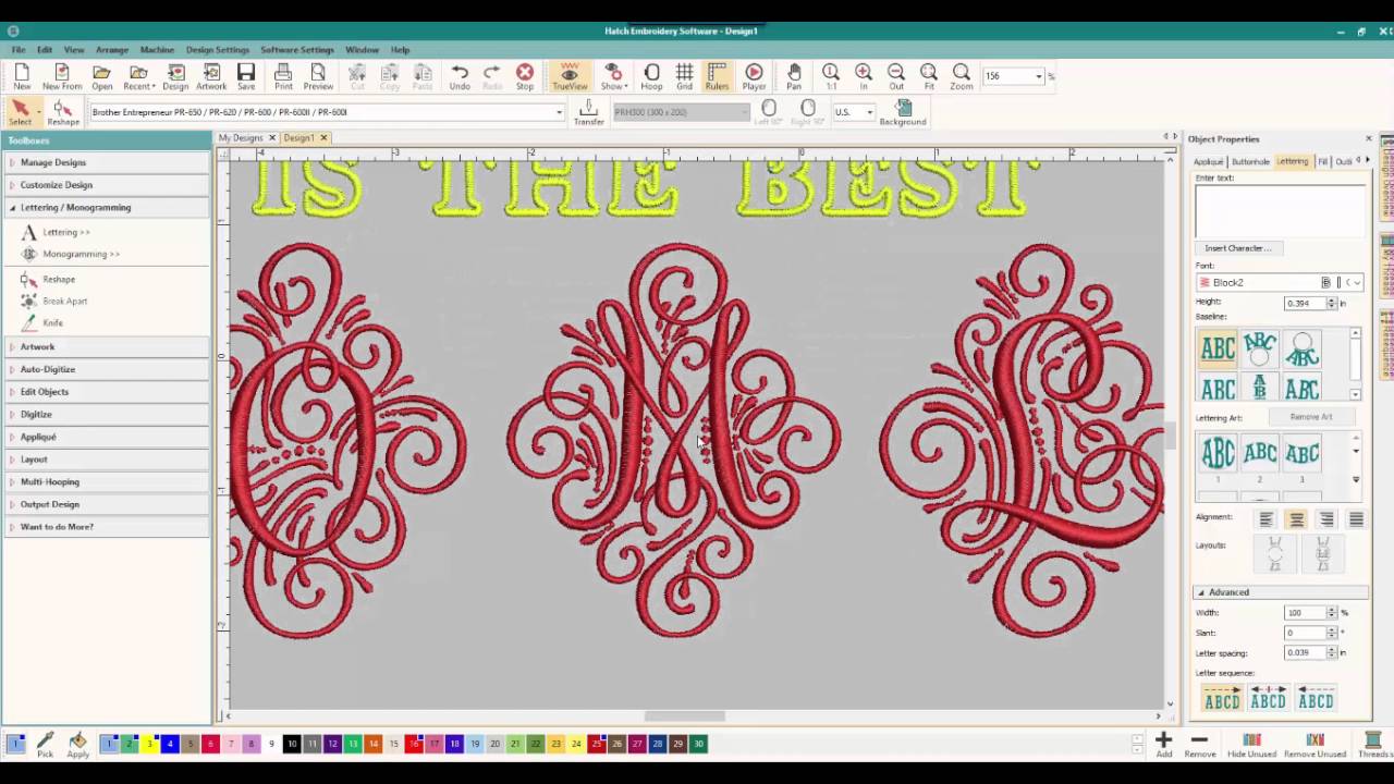 Wilcom Hatch Font Pack 2 Monograms Youtube