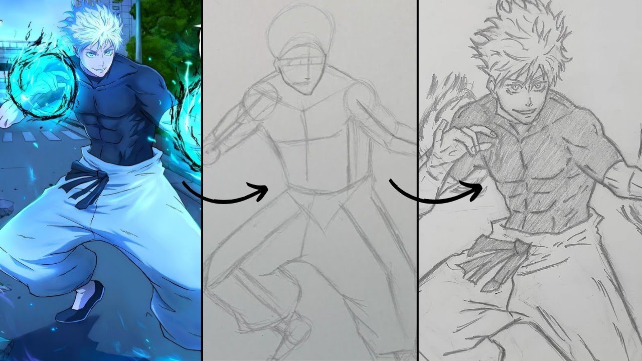 How To Draw Gojo Satoru Full Body Full Body Anatomy Guide Easy Step