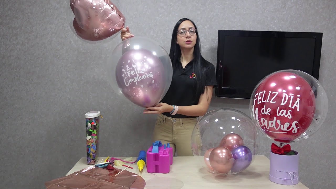 Globo Dentro De Otro Globo Burbuja Con Globo Metalico Adentro