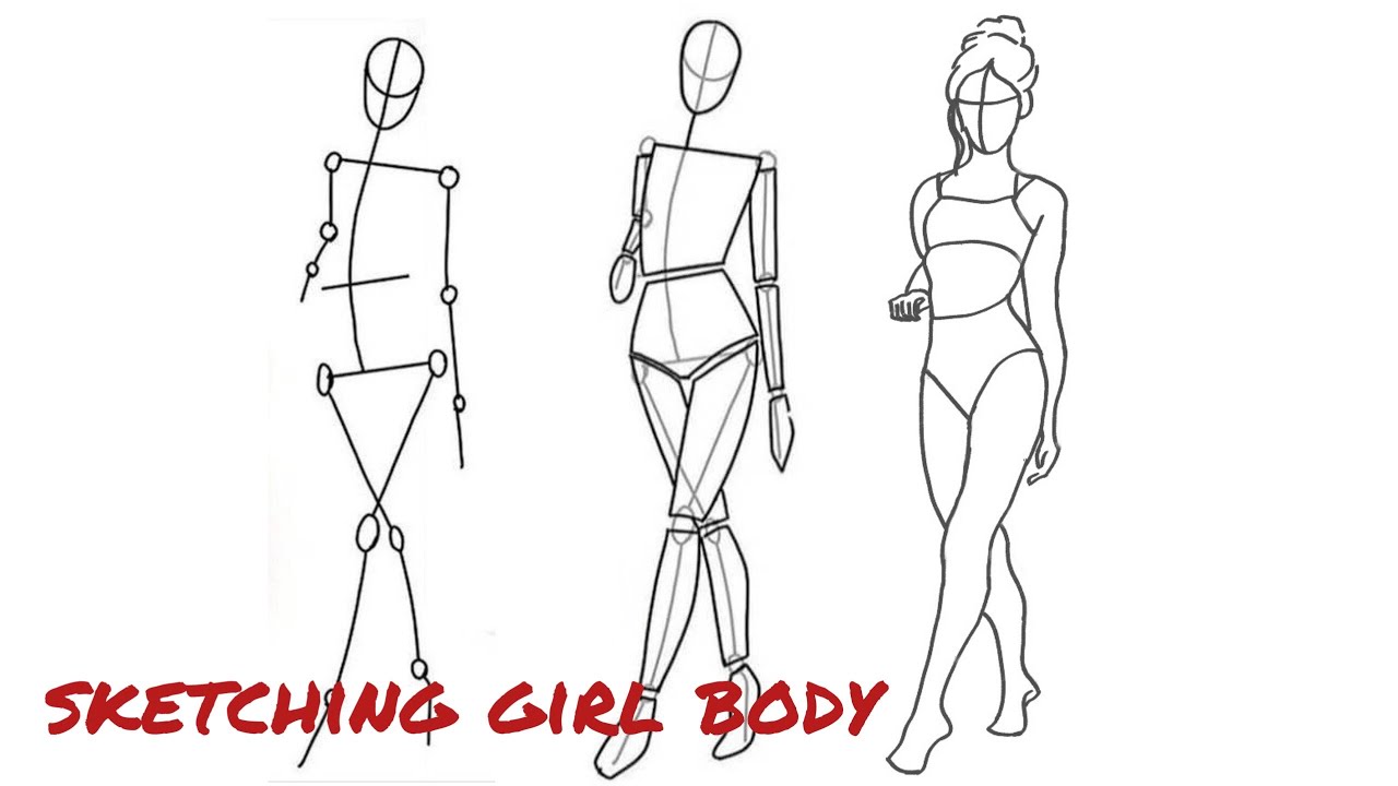 How To Draw Body With Simple Shape Drawing Tutorial Youtube