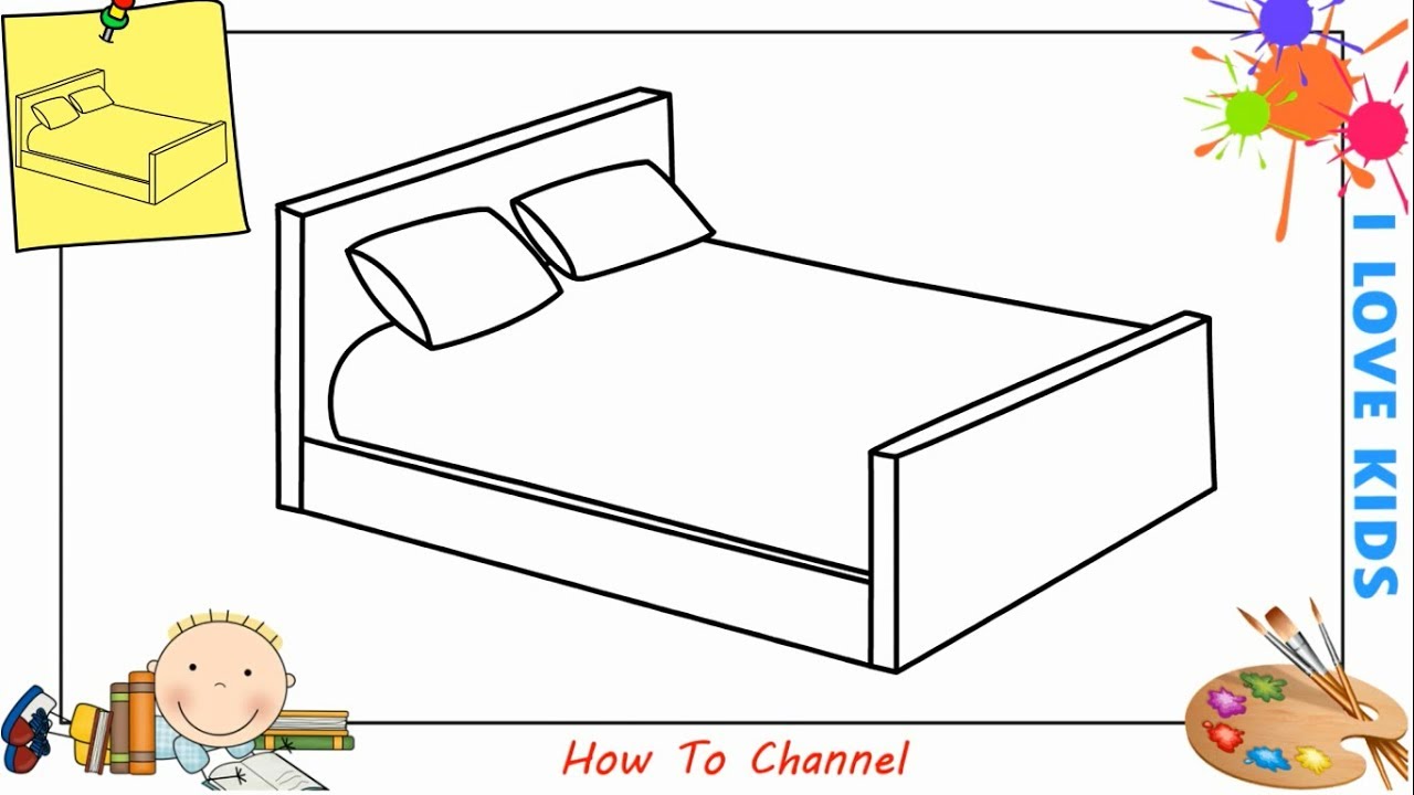 Easy Bed Drawing For Kids