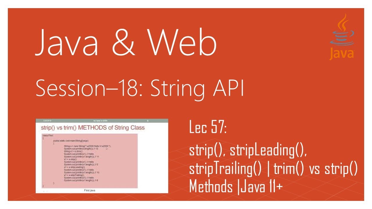 String Api In Java 57 Strip Stripleading Striptrailing Trim