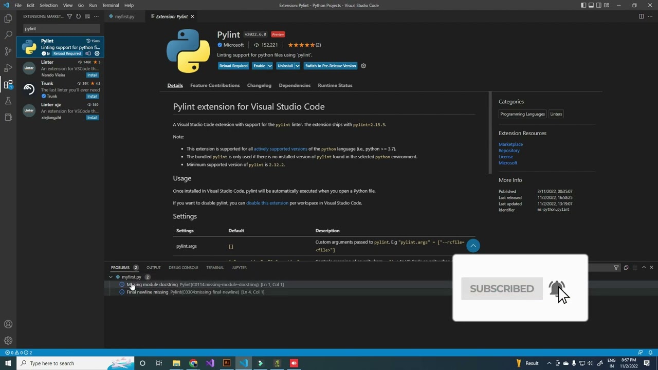 Pylint Unable To Run Python Code In Vscode Editor Python Visual