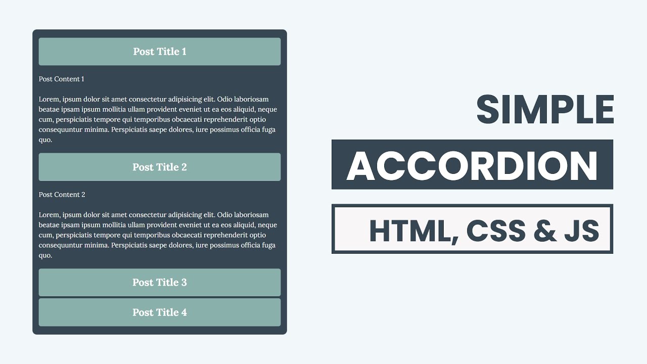 Responsive Accordion Using Html Css And Vanilla Javascript Youtube