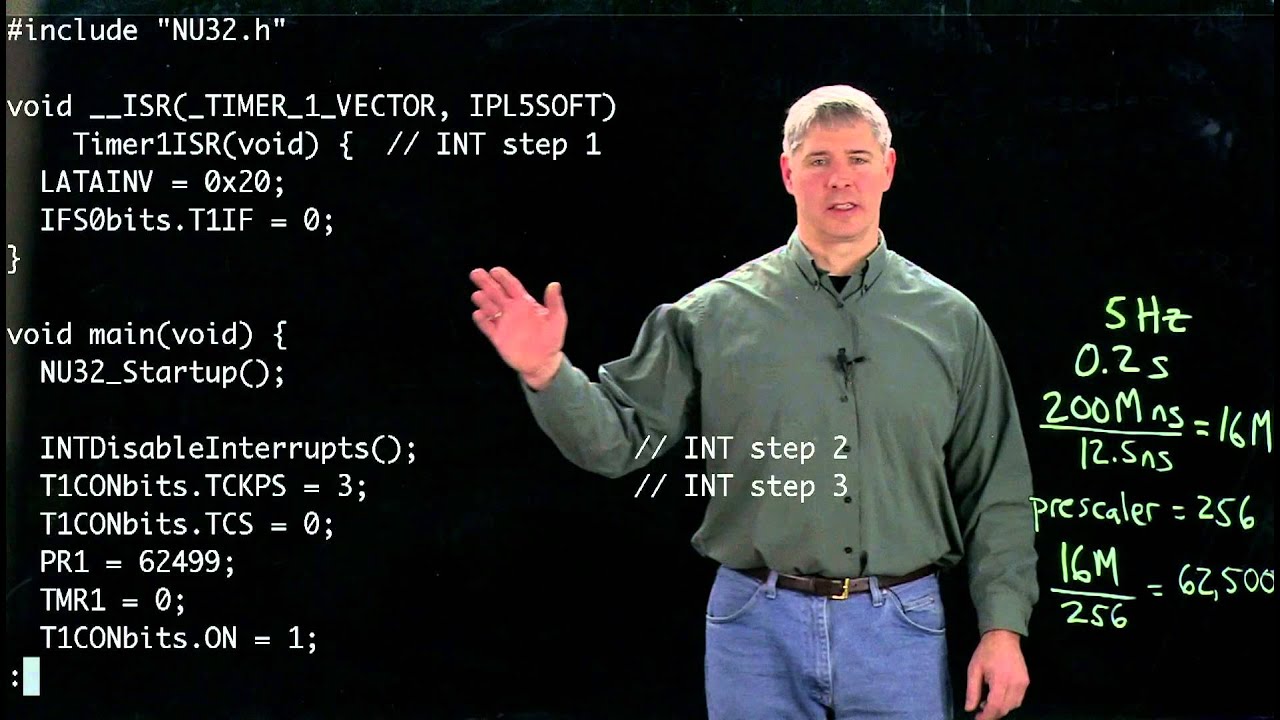 Old Version Example Pic32 Timer Interrupt Program Kevin Lynch Youtube
