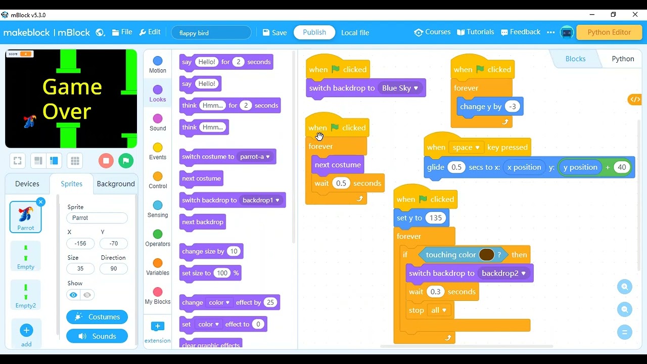 Coding Flappy Bird Game Using Scratch Youtube