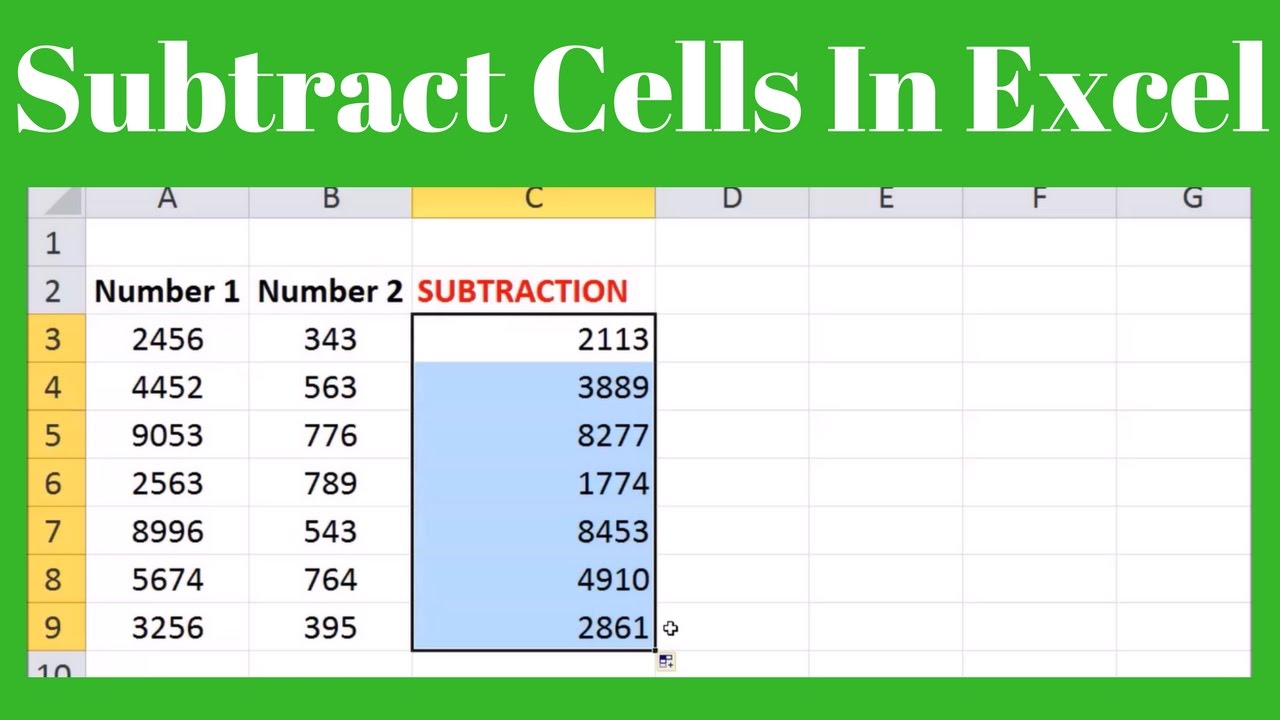 How To Do Subtraction Formula Excel