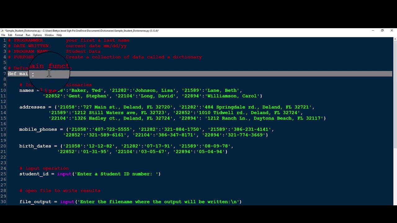 Creating A Dictionary Using Python Youtube