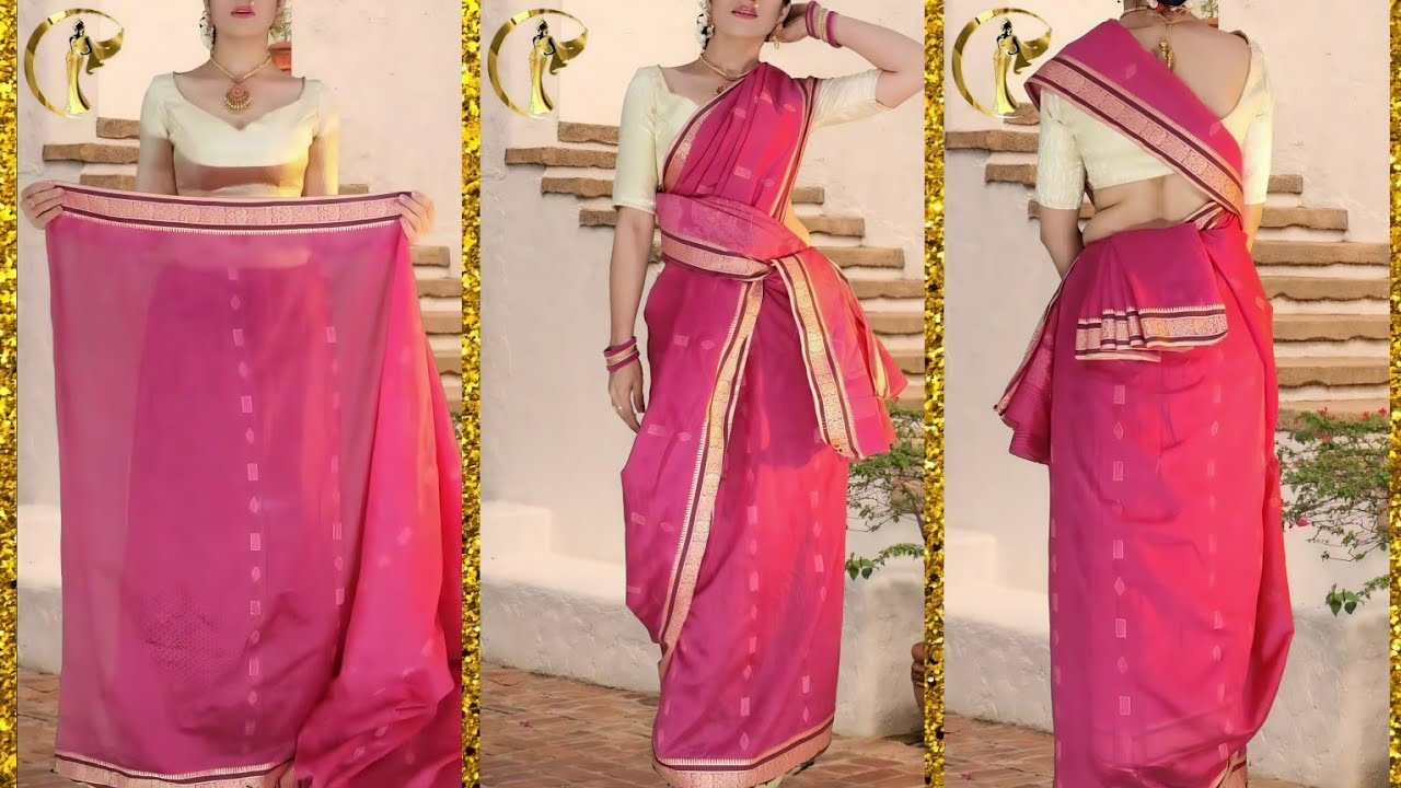 How To Drape Saree In Pin Kosuvam Style Kandangi Saree Draping