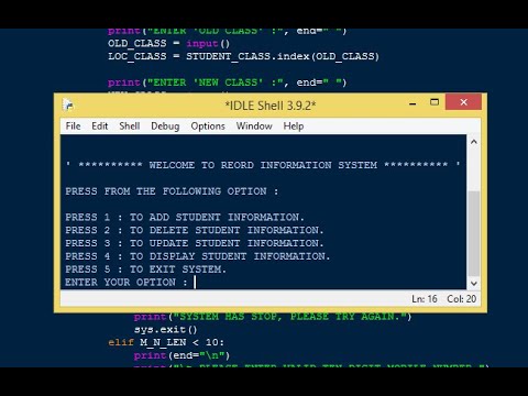 Student Record Information System Using Python Youtube