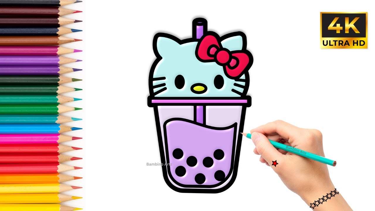 Hello Kitty Bubble Tea Drawing Tutorial рџђ рџ рџћё Step By Step Drawing