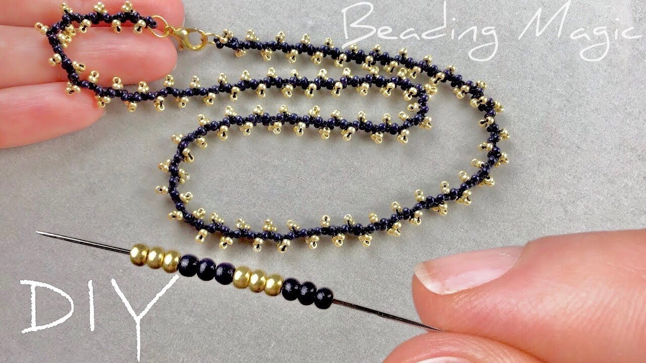 Easy Seed Bead Necklace Tutorial How To Make Simple Necklace With
