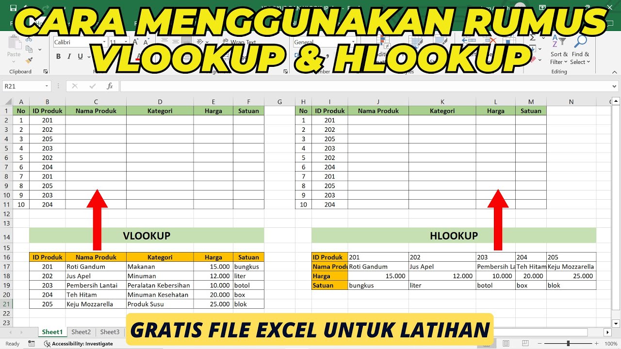Cara Menggunakan Rumus Vlookup Dan Hlookup Di Excel Tutorial Excel