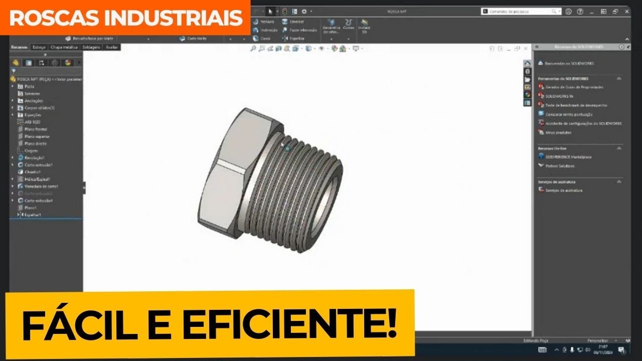 Roscas Bsp Npt E Métrica No Solidworks Aula Prática Mentoria Youtube