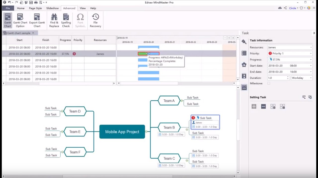 Edrawmind Formerly Mindmaster Tutorial How To Create A Gantt Chart